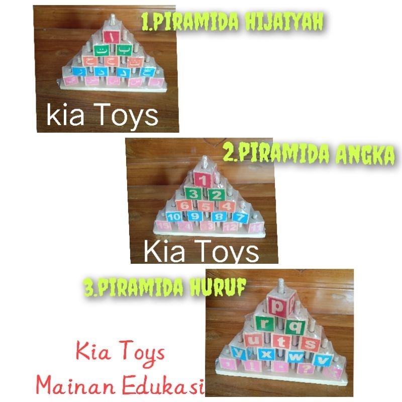 Jual Mainan Edukasi Anak Menara Balok Susun Piramida Kayu Pinus Ape ...