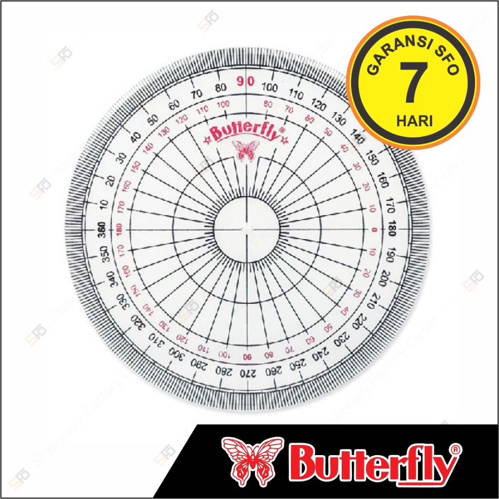 Jual Penggaris Busur Butterfly 360 derajat 10cm Full | Shopee Indonesia