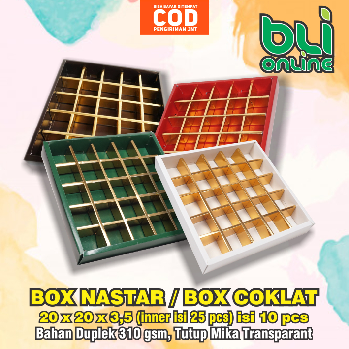 Jual Box Nastar 20 x 20 x 3.5 isi 10pcs / Dus Coklat / Kemasan Mochi ...