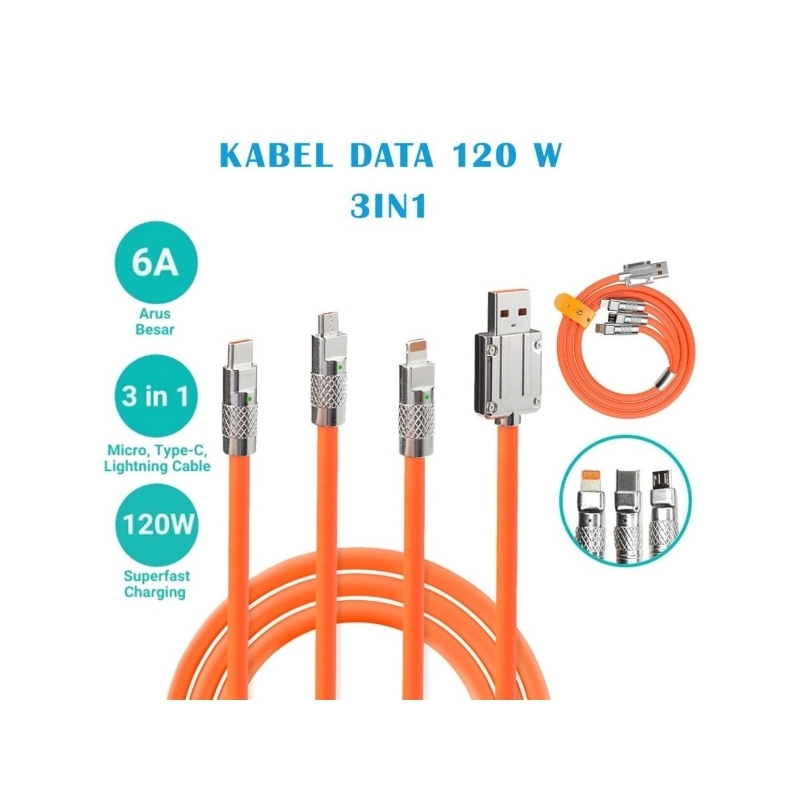 Jual Data Cable 120W AN-K06 3 ini 1 6A Micro Type-C Iphone Lighting ...
