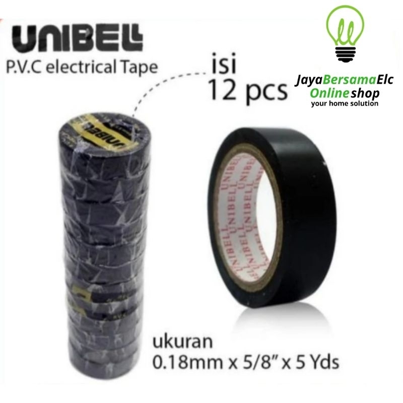 Jual Isolasi UNIBEL / Solasi listrik kecil / Isolasi Hitam UNIBELL ORIGINAL isi ( 12pcs ...
