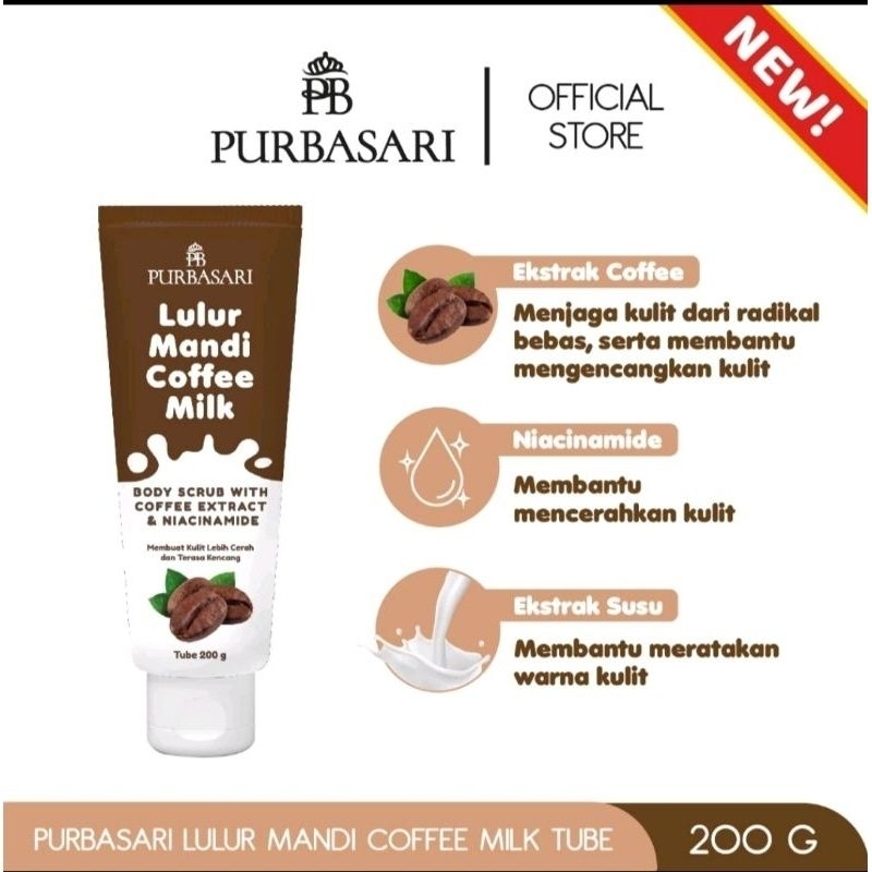 Jual PURBASARI LULUR MANDI COFFEE MILK TUBE NETTO 200 GR | Shopee Indonesia