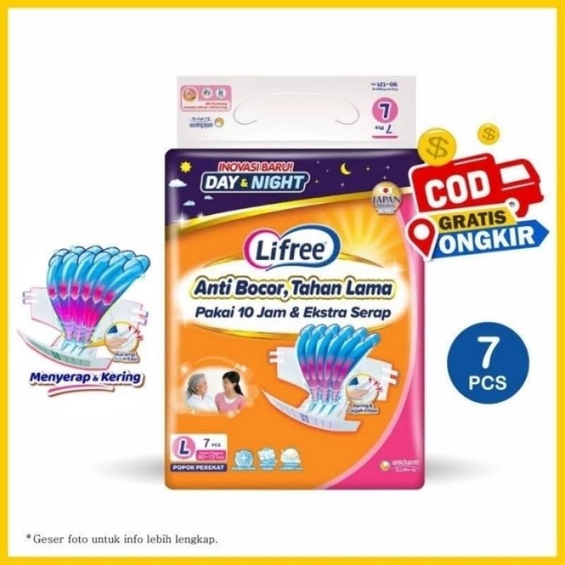 Jual Lifree Popok Perekat Diapers Dewasa L7/ L 7 - Ekstra Serap & Ekstra Kering | Shopee Indonesia