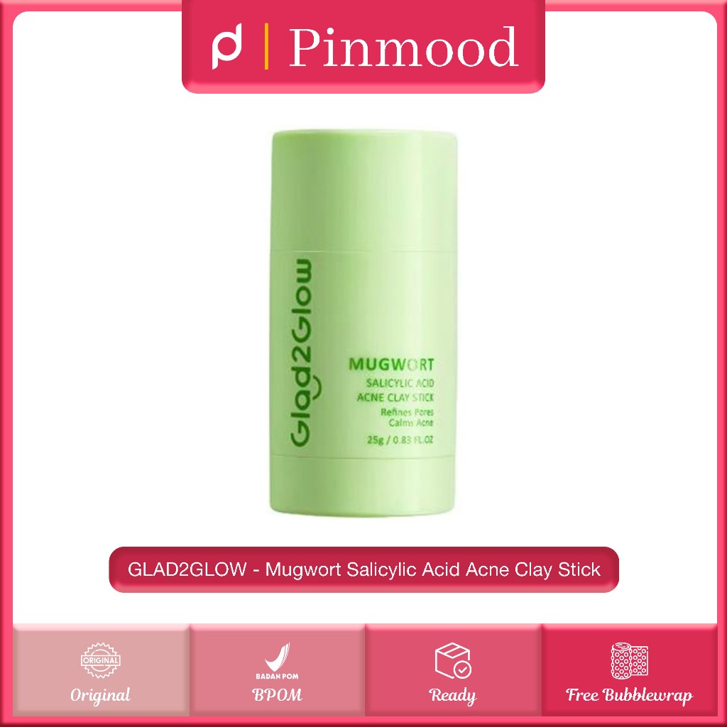 Jual GLAD2GLOW - MUGWORT SALICYLIC ACNE CLAY STICK ( 25 g ) - Masker Wajah Face Cleansing Green ...
