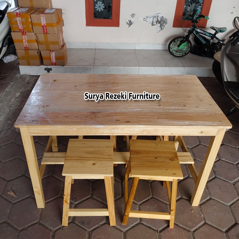 Jual meja makan, meja cafe, meja serbaguna set 4 kursi kayu jati belanda | Shopee Indonesia