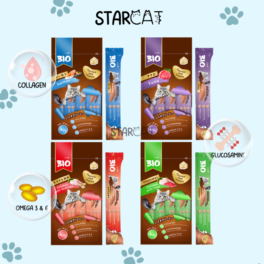 Jual Bio Creamy 15gr x 4 Snack Kucing Treats Cemilan Penggemuk Nafsu ...