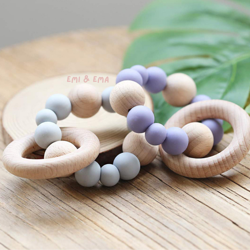 Jual Emi & Ema Baby Teether | Gigitan Gigi Bayi | Kayu dan Silikon One ...