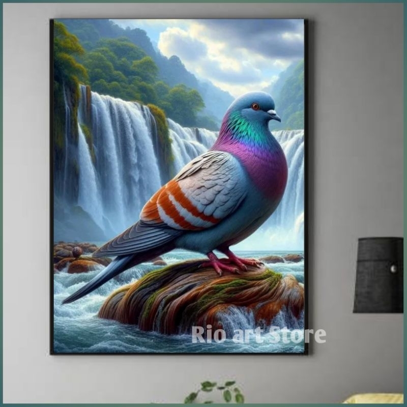 Jual Hiasan dinding poster lukisan ai burung merpati untuk walldekor ...