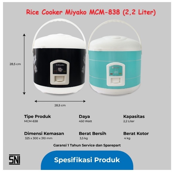 Jual Miyako Magic Com MCM 838 / Rice Cooker 3 in 1 MCM838 / MCM-838 ...