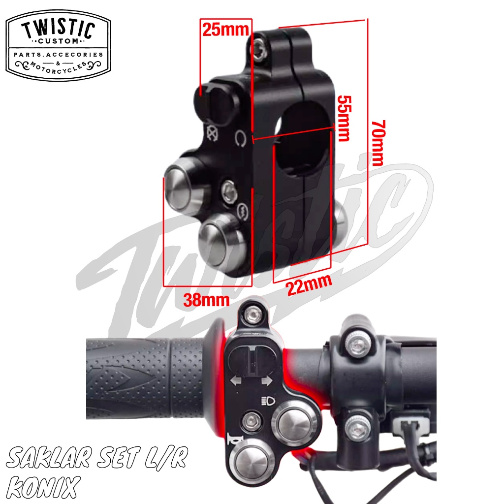 Jual Saklar Holder Switch Konix Kanan Kiri Set Moto Custom Universal ...