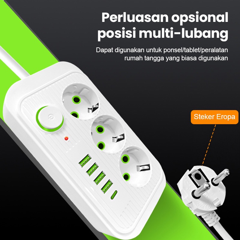 Jual 2500W Stop Kontak USB Kabel Serbaguna Multiguna Panjang 2 Meter Original Power Socket ...