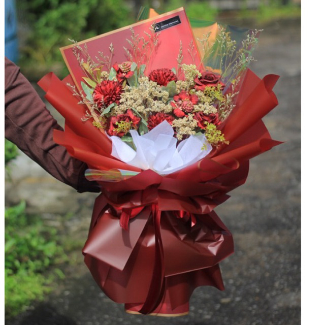 Jual Buket Bunga edelweis mix artificial flower | buket bunga kering ...