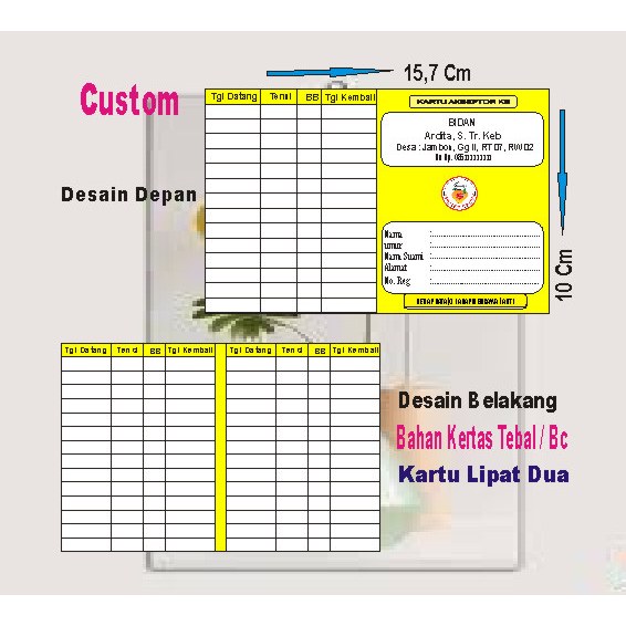 Jual KARTU KB - KARTU KUNJUNGAN KB - KARTU AKSERPTOR KB CUSTOM ...