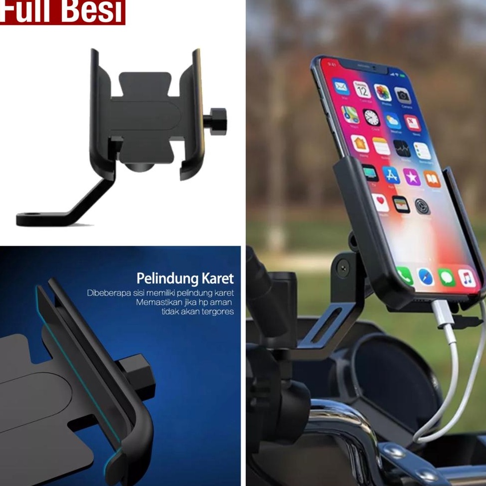 Jual DUC Holder Spion Motor Full Besi Phone Stand Handphone Senderan Dudukan Hape Alat Penyangga ...