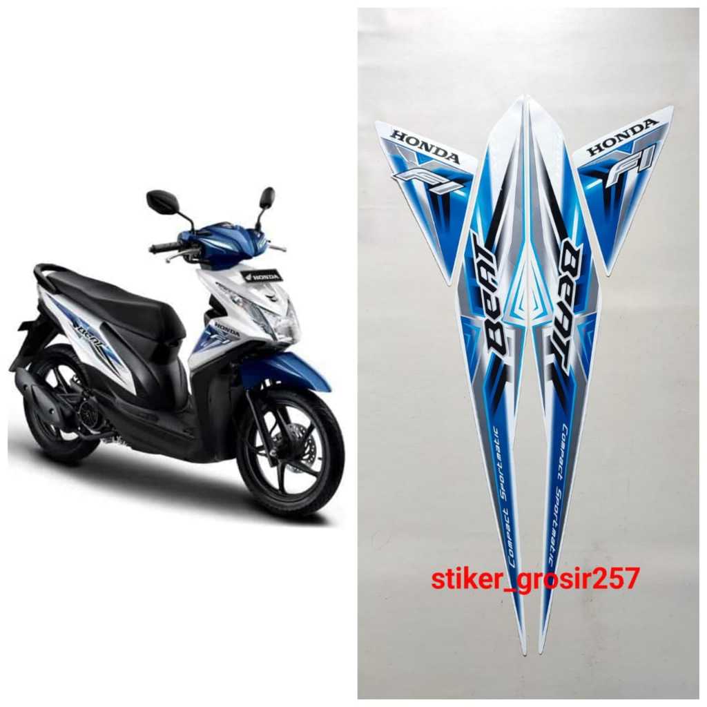 Jual STIKER STRIPING LIS BODY BEAT FI ESP 2014 2015 PUTIH BIRU FULL SET ...