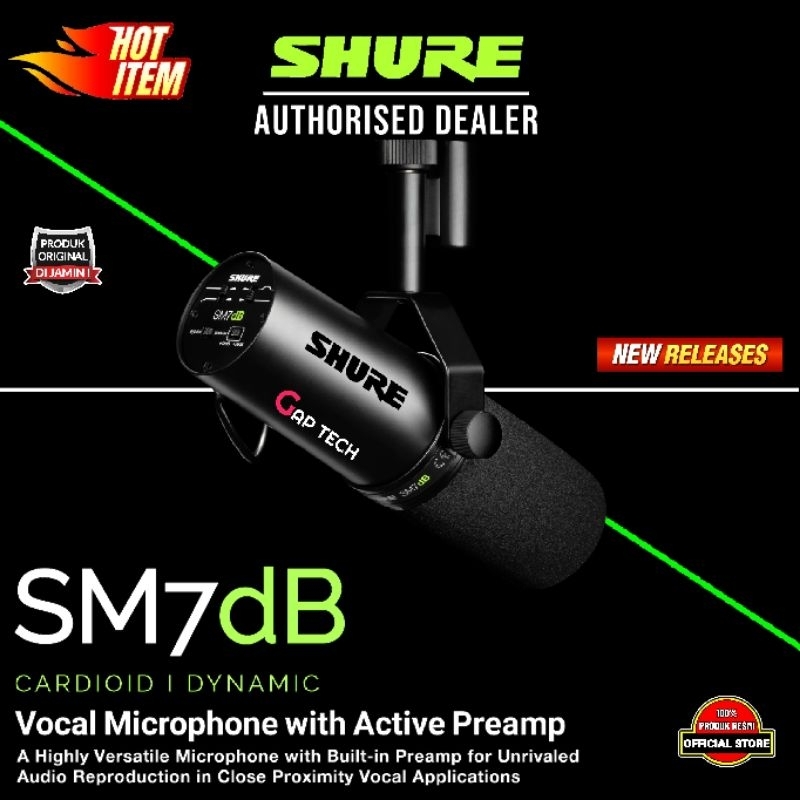 Jual Shure SM7DB / SM 7 D B / SM7 DB Dynamic Vocal Microphone With Built-in Preamp Original ...