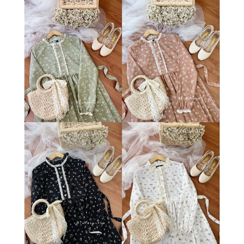 Jual EMILY DRESS : EILLY RUSTIC , GREEN , BW , BLACK | Shopee Indonesia