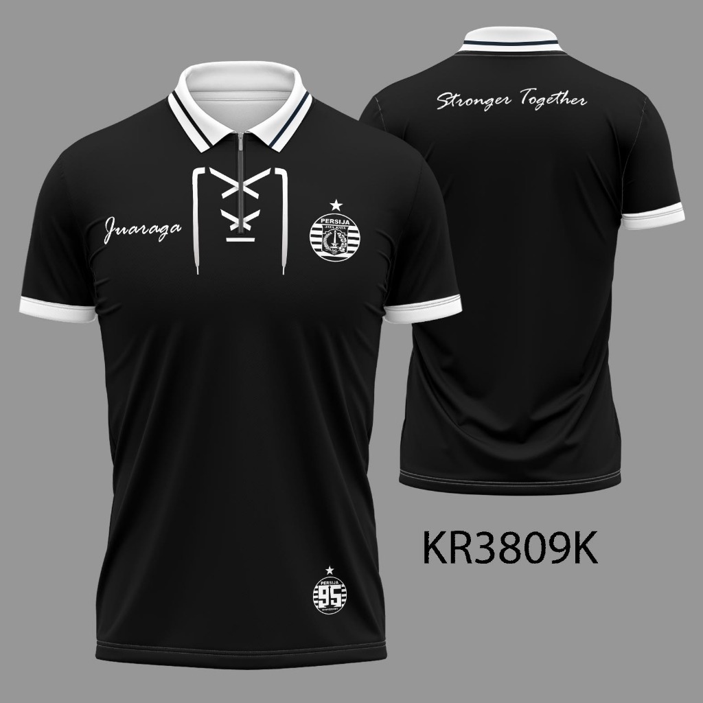 Jual Jersey Terbaru Kerah Resleting Baju Anniversary Persija 95th Hitam ...