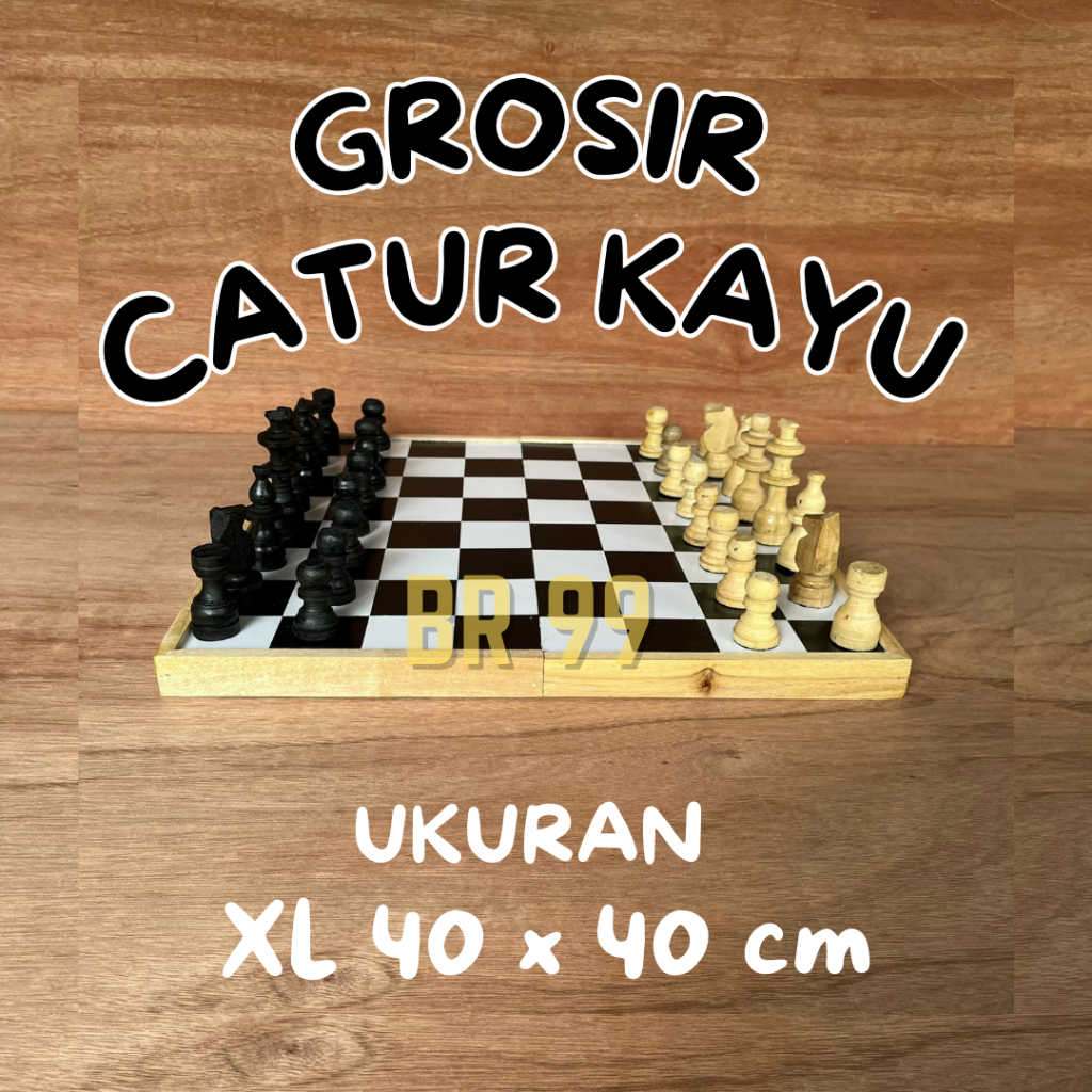 Jual Papan Catur Bidak Kayu | Wooden Chess Board Game – XL - 40cm x ...