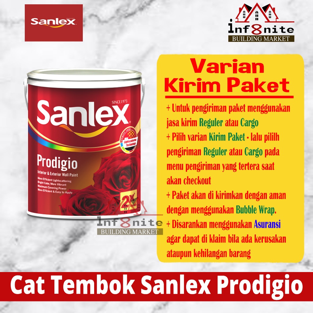 Jual Cat Tembok Sanlex Prodigio Interior Exterior 6000 White 25 KG ...
