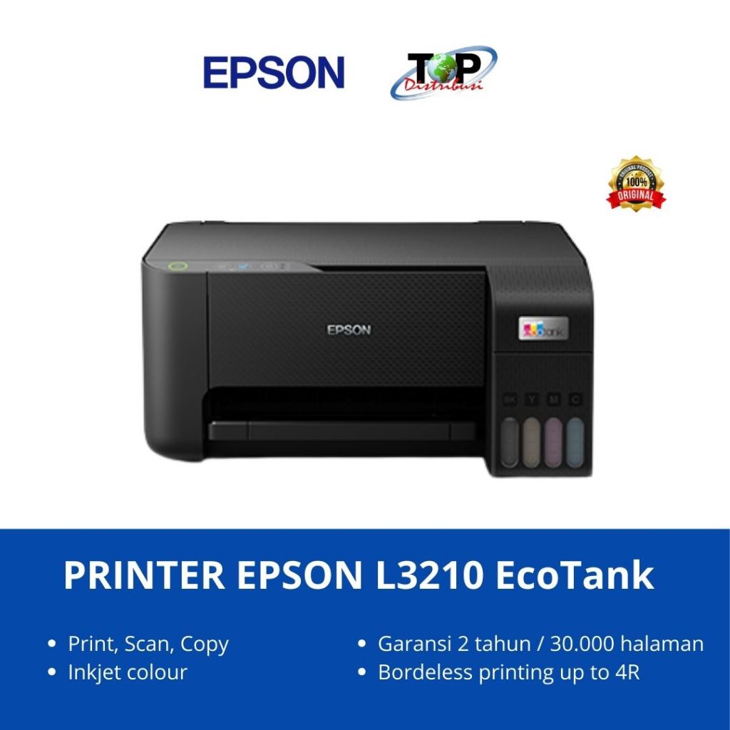 Jual Epson EcoTank L3210 Ink Tank Printer Print Scan Copy A4 Colour Resmi | Shopee Indonesia