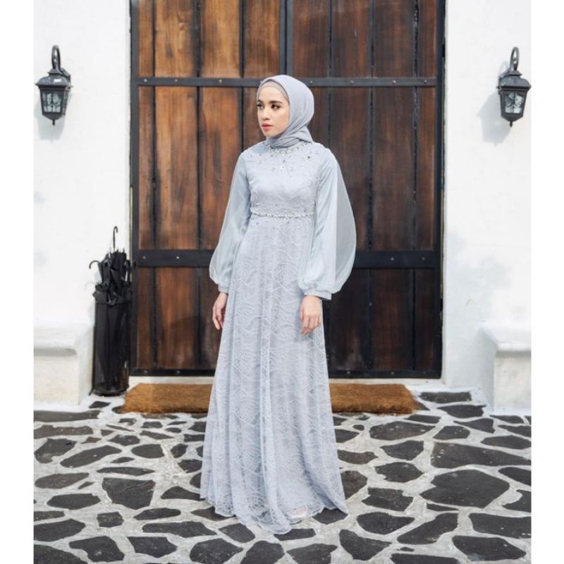 Jual (ADA JUMBO) Model Baru Gamis Brukat Nadine Gaun Maxi Dress Brukat ...