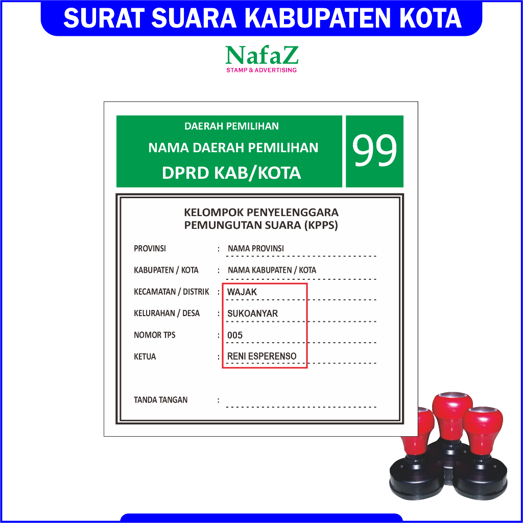 Jual Stempel Pemilu Free tinta botol 5 ml, Stempel Kartu Suara, Stempel ...