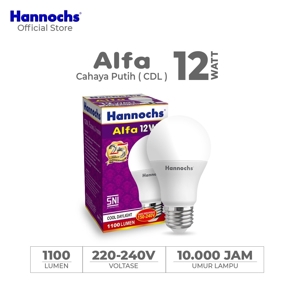 Jual Hannochs Lampu Bohlam LED Alfa 12 watt Cahaya Putih | Shopee Indonesia