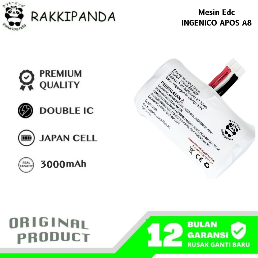 Jual RakkiPanda - Baterai Mesin Ingenico Apos A8 | Shopee Indonesia
