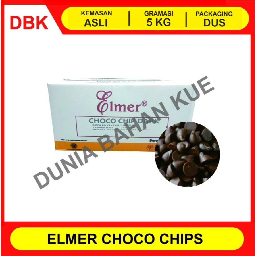 Jual CHOCOCHIPS DARK ELMER 5 KG - 1 DUS 2 BOX / COKLAT CHIP / CHOCO ...