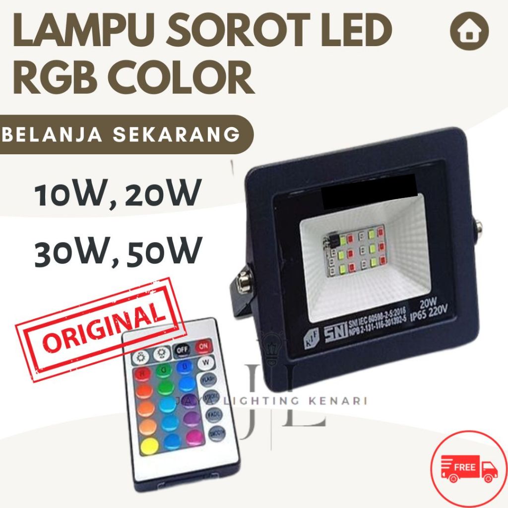 Jual LAMPU SOROT LED 10W 20W 30W 50W WATT RGB FLOOD LIGHT SPOT TEMBAK | Shopee Indonesia