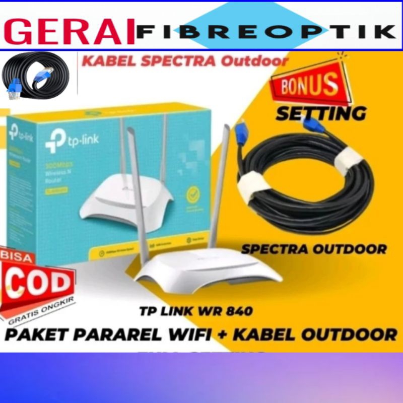 Jual PAKET PARAREL WIFI TP-LINK TL-WR840N + KABEL LAN SPECTRA OUTDOOR ...