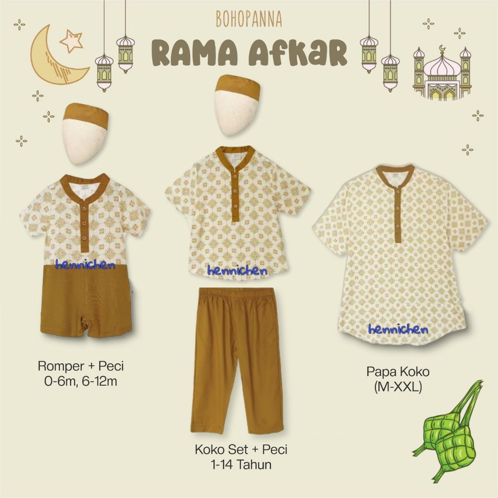 Jual BAJU LEBARAN Bohopanna Couple Rama Papa dan Anak 0-14 Tahun Setelan Koko + Peci Raya ...