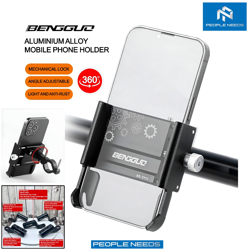 Jual Phone Holder Motor BENGGUO Aluminium Aloy Rotate 360 Degree Holder ...
