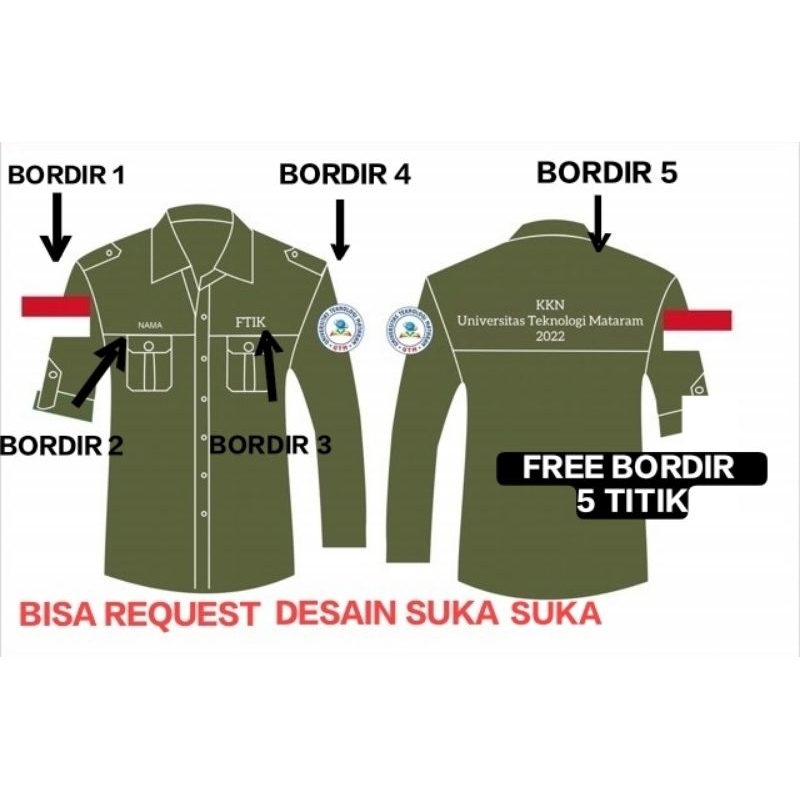 Jual KEMEJA PDH LENGAN PANJANG FULL BORDIR DESAIN SUKA SUKA BEBAS PILIH ...