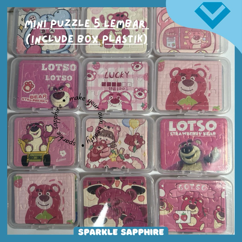 Jual LOT SO MINI PUZZLE Kecil Karakter Isi 5 Lembar Include Plastic Box ...