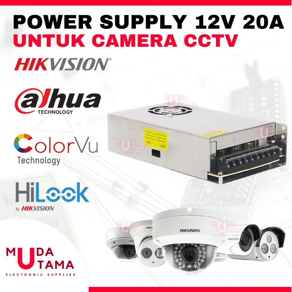 Jual Power Supply CCTV 12V 20A HIGH QUALITY - HIKVISION / DAHUA / COLOR ...