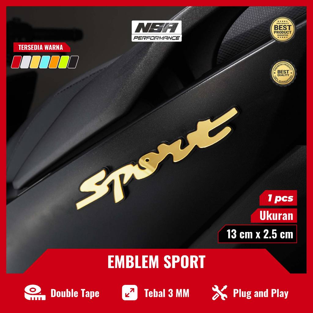 Jual NSA Emblem Motor Tulisan Sport Timbul Mobil Sport Logo Sport 3D ...