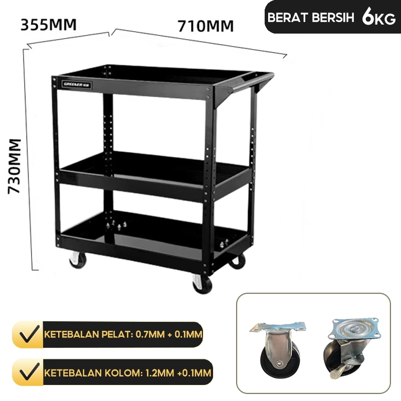 Jual REAIM Trollies Bengkel Troli Bengkel Rak 3 Susun Trolly Tool Cart ...