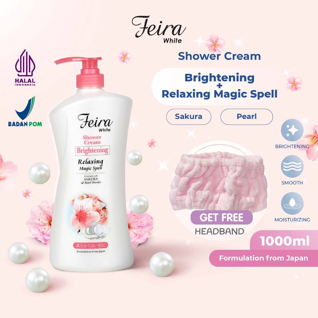 Jual Feira White Shower Cream 1000ml Free Sakura Shower Cream Pouch 450ml | Shopee Indonesia