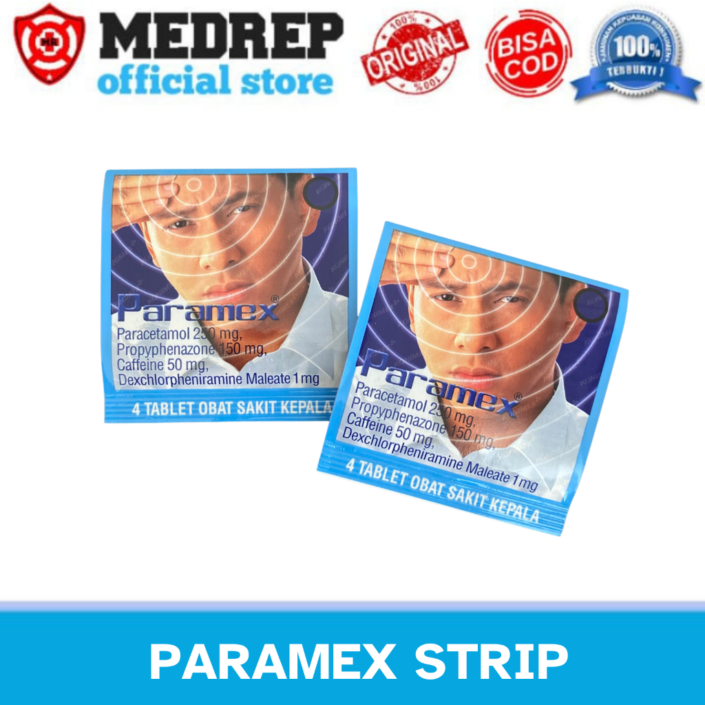 Jual PARAMEX PARACETAMOL STRIP ISI 4 TABLET | OBAT SAKIT KEPALA | Shopee Indonesia