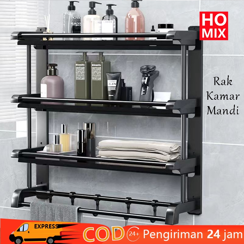 Jual HOMIX Rak Sabun Kamar Mandi Rak Kamar Mandi Stainless Hitam ...