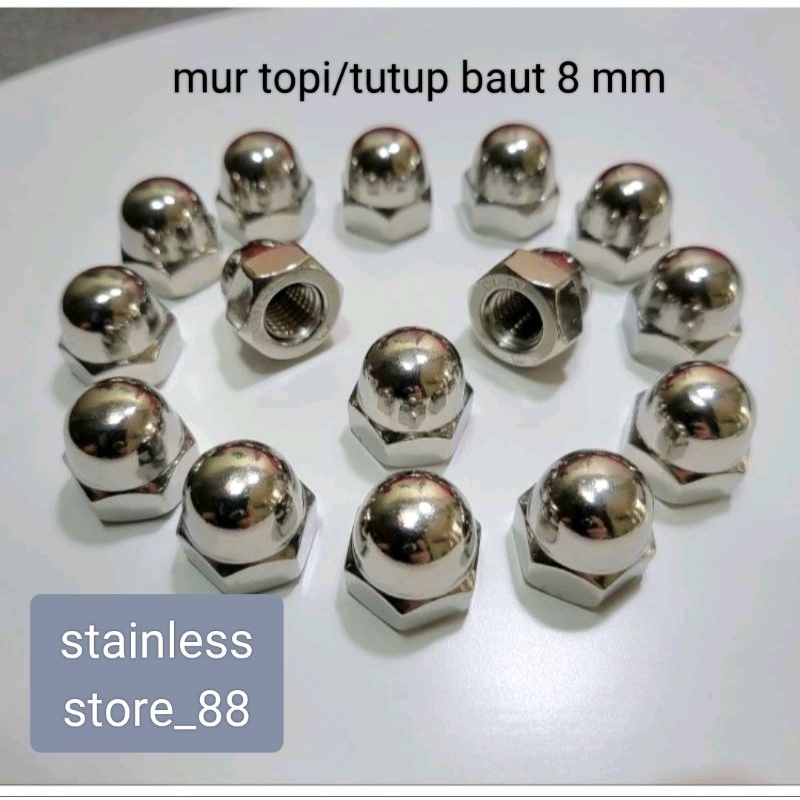 Jual TUTUP BAUT/MUR TOPI 8 MM STAINLESS STEEL | Shopee Indonesia