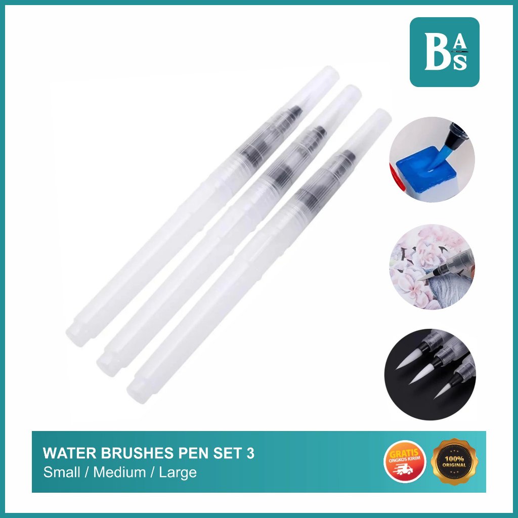 Jual Bali Art Supplies - Kuas Pen Cat Air 1 set isi 3 - Water Brushes ...