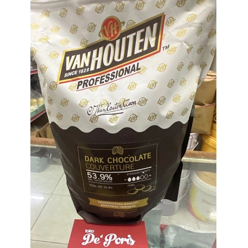 Jual Van Houten Dark Couverture 53.9% 500gr | Shopee Indonesia