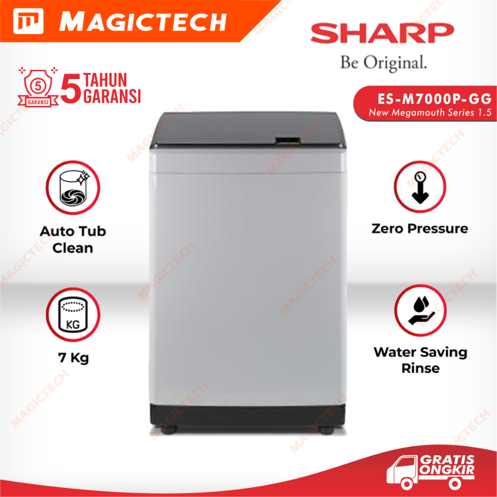 Jual MESIN CUCI SHARP 7 KG ES-M7000P-GG TOP LOADING 1 TABUNG AUTOMATIC | Shopee Indonesia