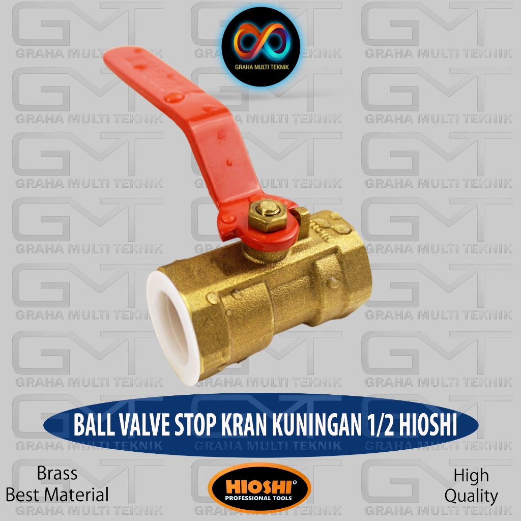 Jual Ball Valve Hioshi Kuningan Asli Drat 1/2" l Stop Keran 1/2 Inci ...