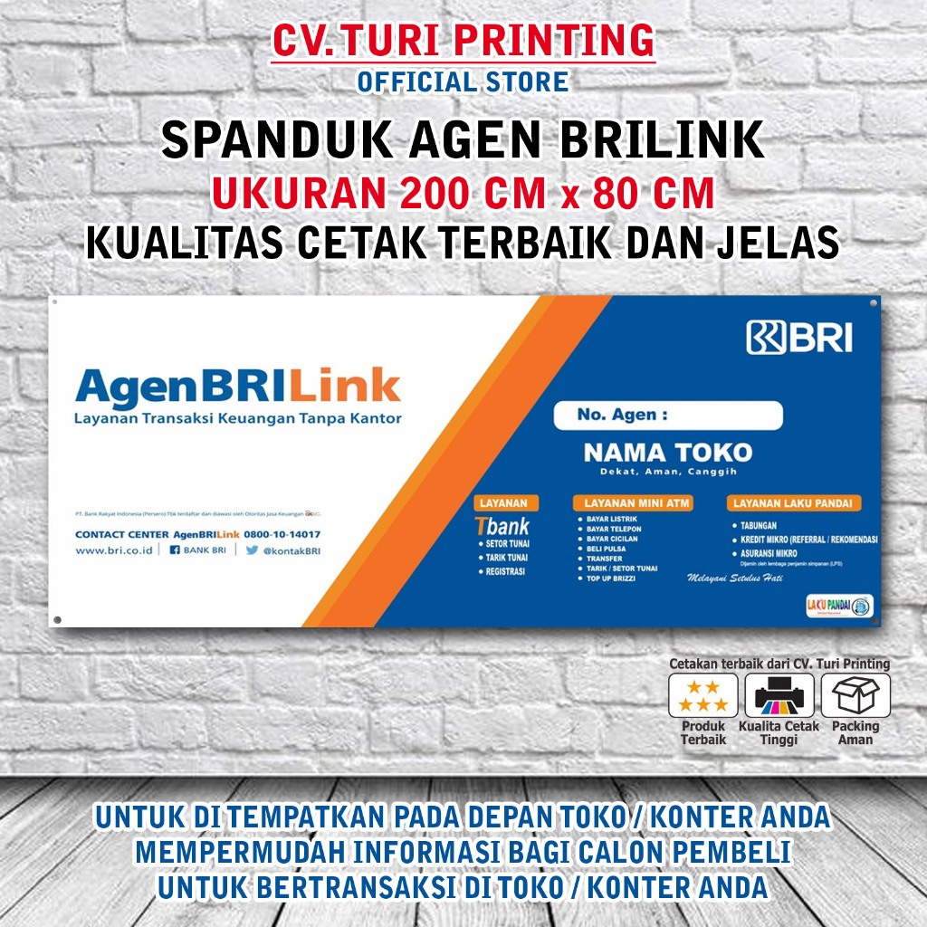 Jual SPANDUK, LABEL, PLANK MERK TOKO / KONTER BRILINK UK. 200 x 80 cm ...