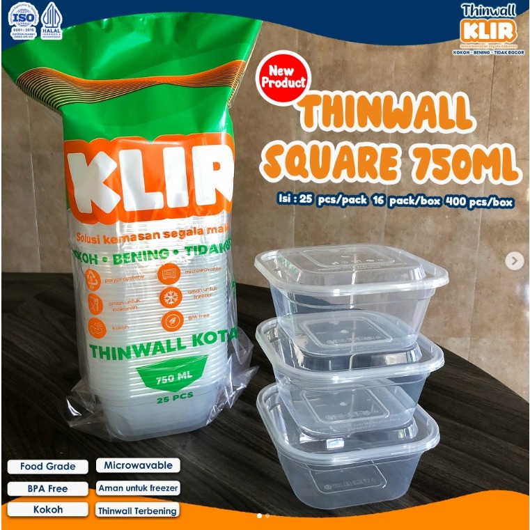 Jual Thinwall Kotak 750 ml (25 pcs) Klir / Thinwall Square / Kotak ... Jual Thinwall Kotak 750 ml (25 pcs) Klir / Thinwall Square / Kotak ...