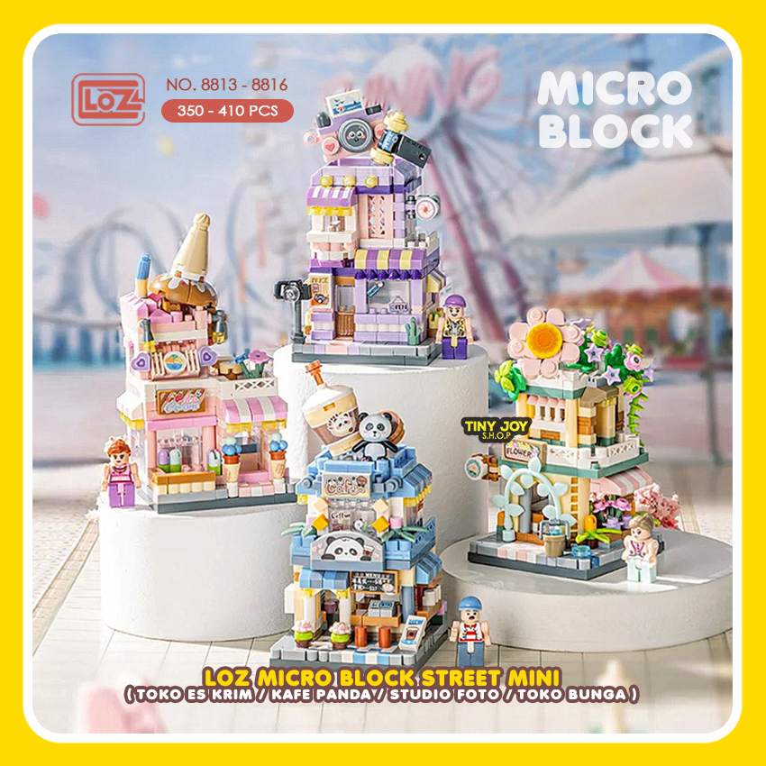 Jual LOZ Micro Block (STREET MINI) 8813-8816 Puzzle Toko Panda Bunga Es ...
